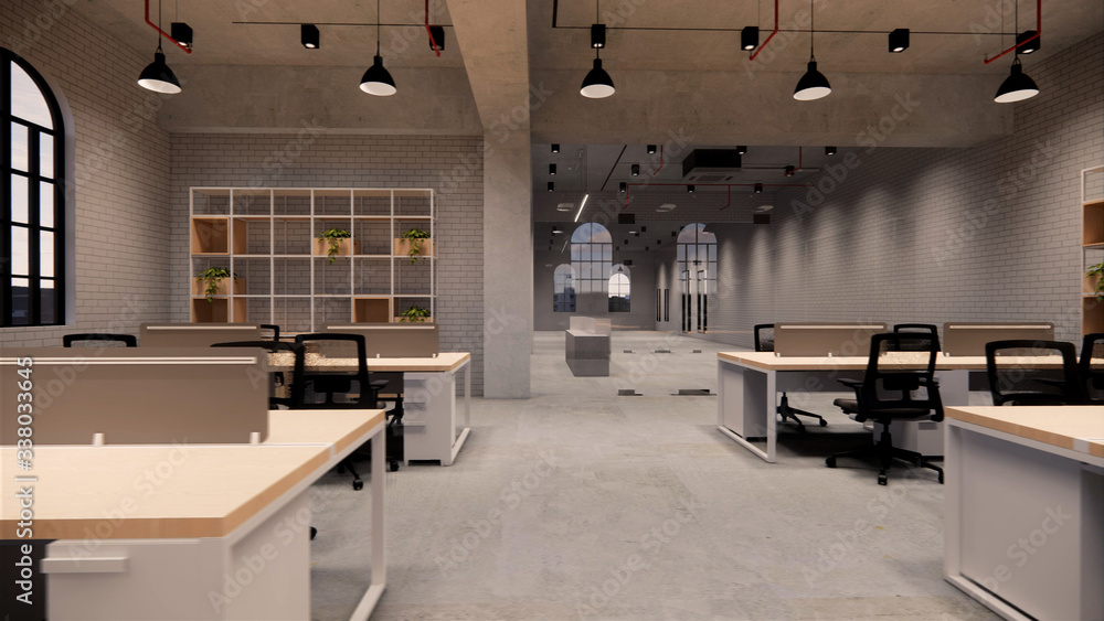 Interior Empty Modern Loft Office open space modern office footage ...