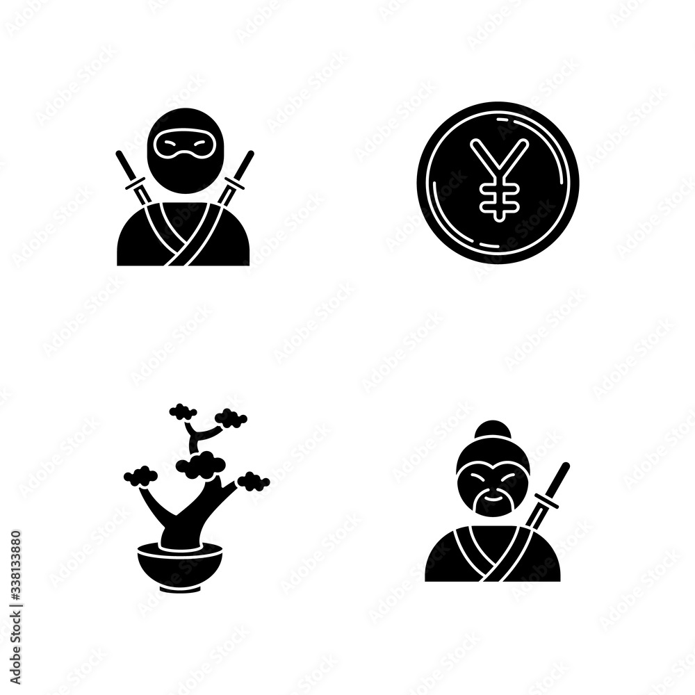 Stock-Vektorgrafik „Japan black glyph icons set on white space. Ninja ...