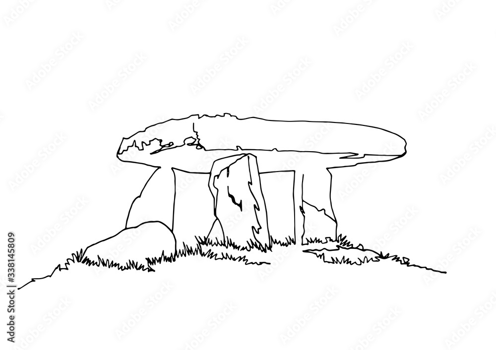 Graphical sketch of dolmen isolated on white background,vector ...