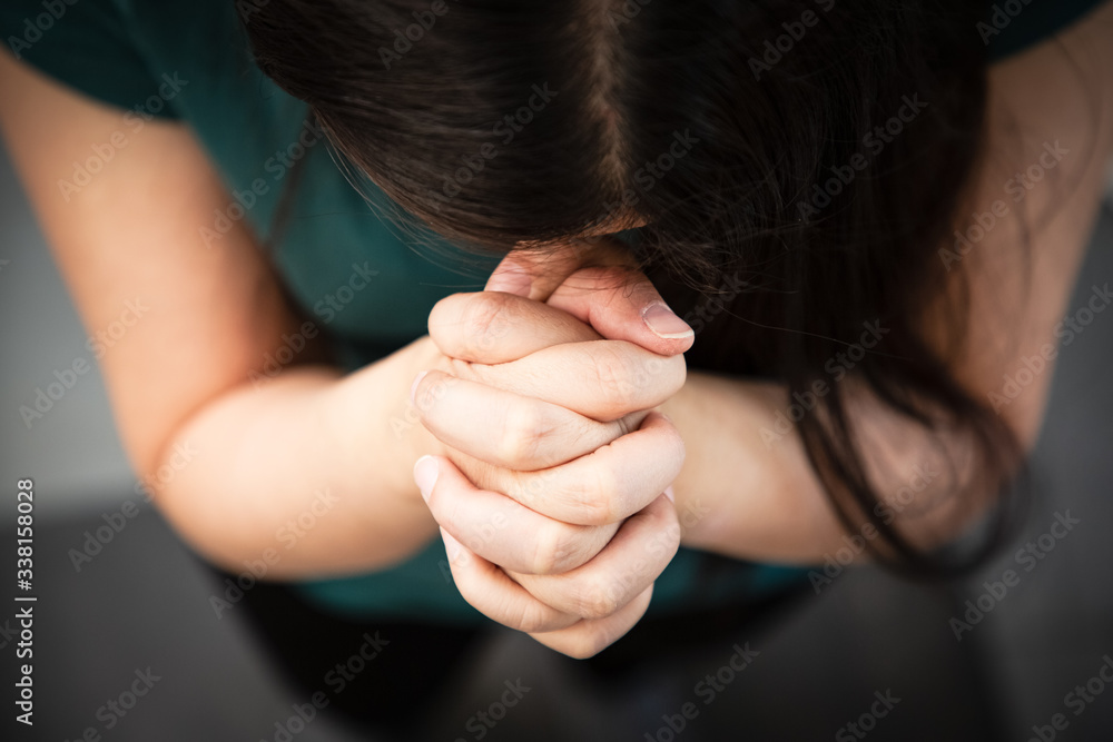 Woman's hand praying and worship to GOD Using hands to pray in religious beliefs and worship ...