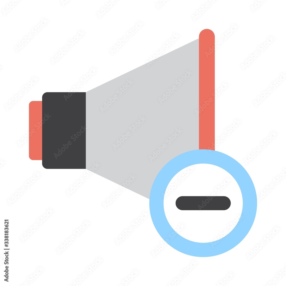 Decrease volume icon. Sound volume down symbol. Media player button. Multimedia sign. Flat ...