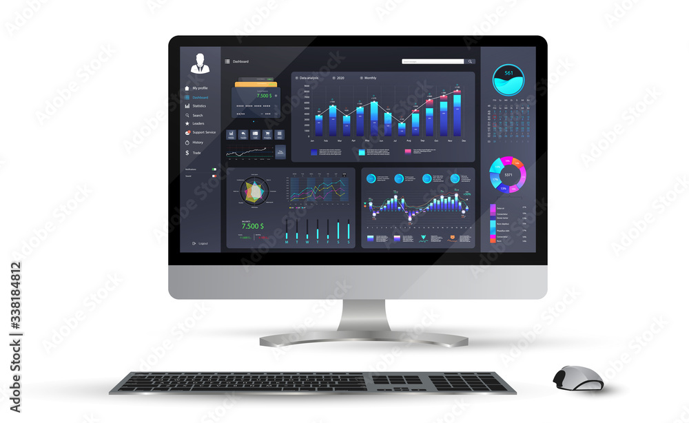 Mockup dashboard infographic with modern UI, GUI, design. Admin panel ...