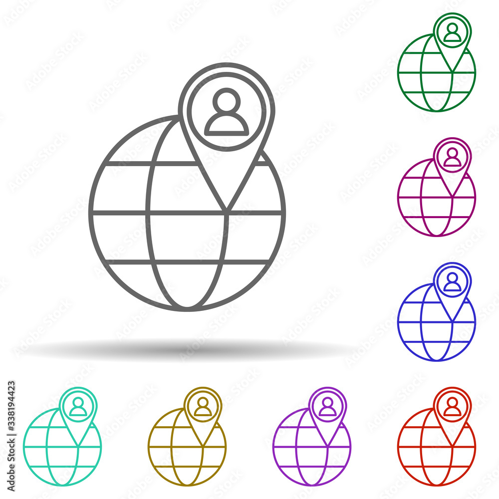 Pin user geolocation multi color icon. Simple thin line, outline vector ...