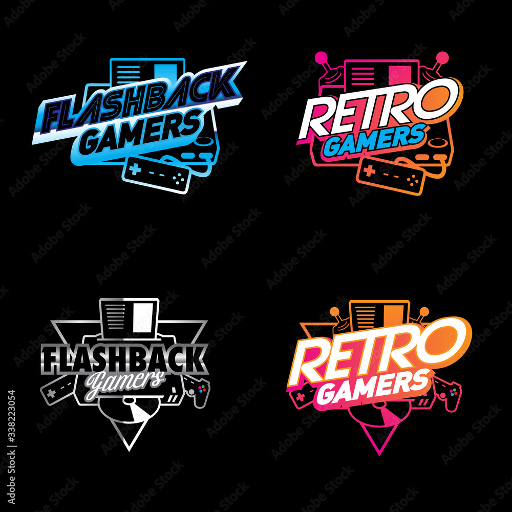 Retro Flashback Gamers gradients version identity vector for commercial ...