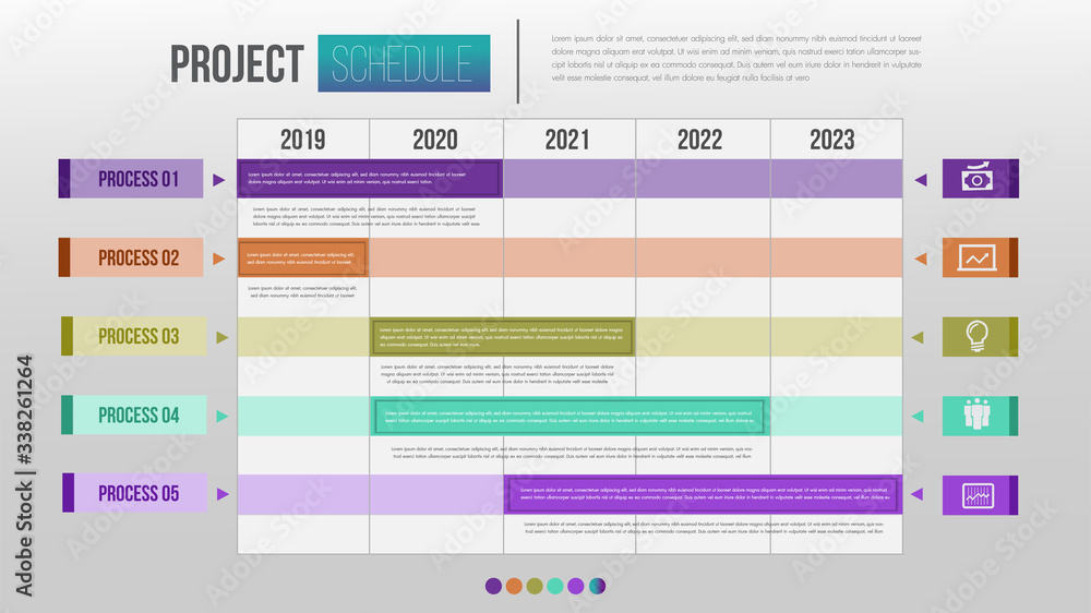 Project schedule chart daily and weekly timetable infographic design ...