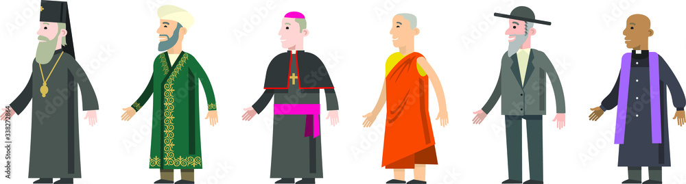 People of different religions. A collection of different characters ...