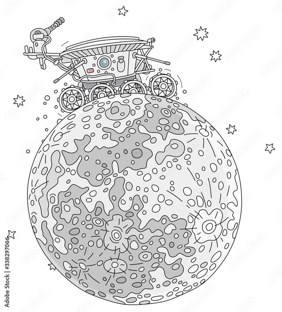 Lunar rover, Moon research vehicle exploring the satellite of the Earth, an interplanetary ...