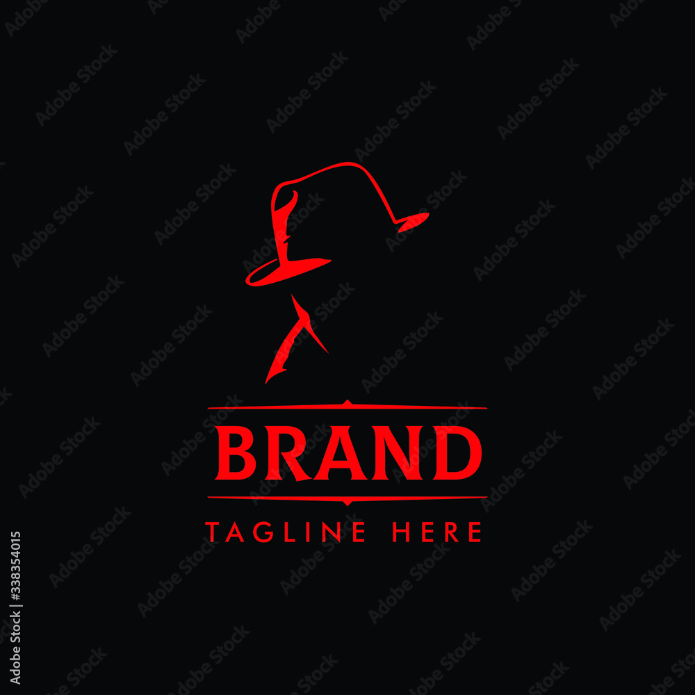 MAFIA LOGO with character abstract silhouette men heads in hats. Trendy ...