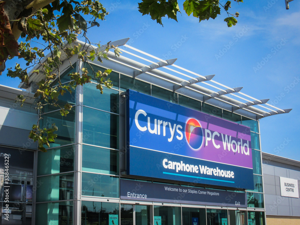 LONDON- AUGUST, 2018: Currys PC World, a large British home electronics ...