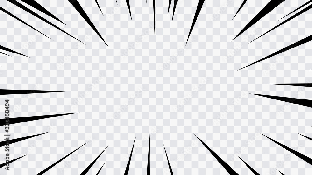 Abstract comic book flash explosion radial lines on transparent ...