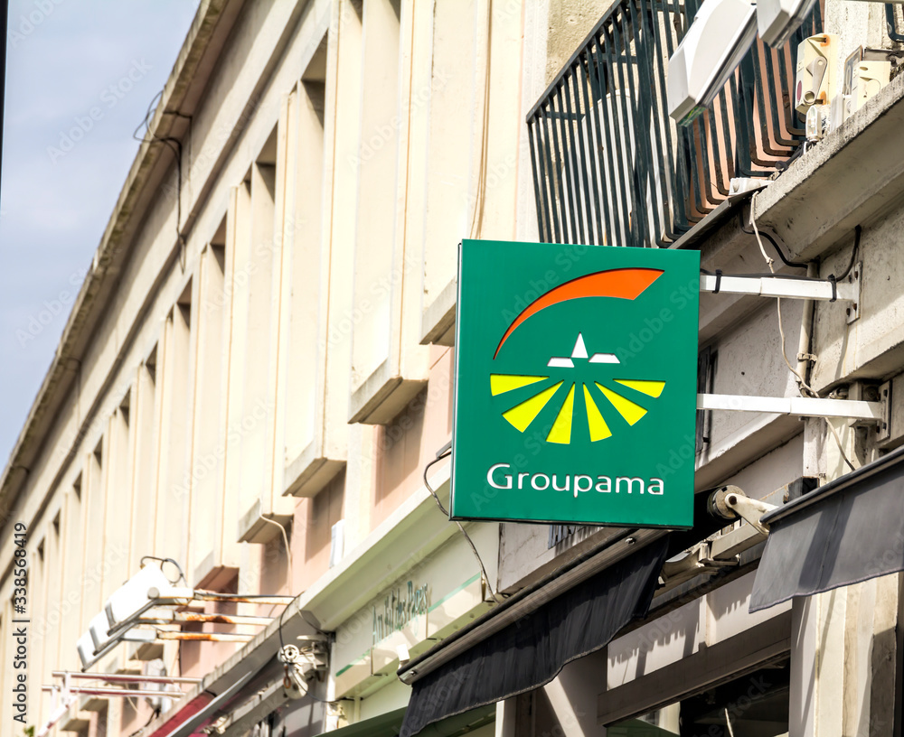 Photo Stock Le Havre, France : Groupama logo on a wall. Groupama is a ...