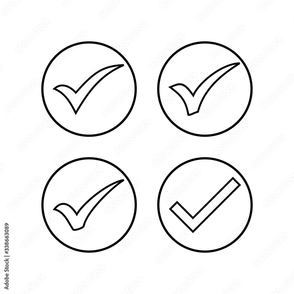Check icons set. check mark icon. check list button icon. Tick Stock ...