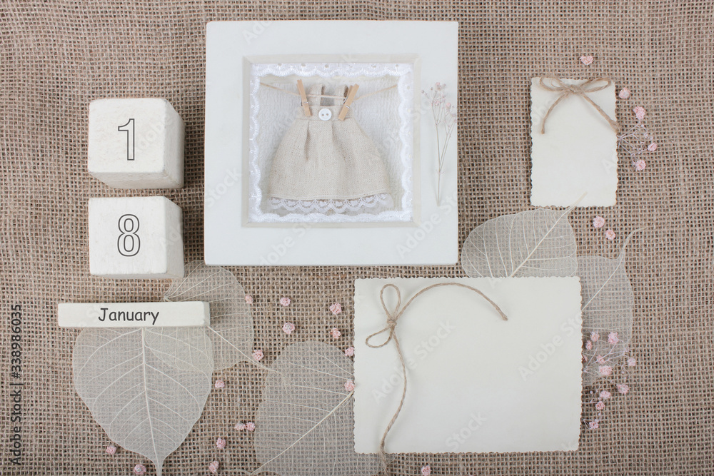 Calendar. January 18th. Wood cube calendar with date of month and day ...