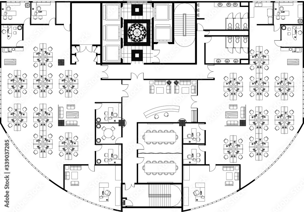 High-rise building typical office layout drawing complete with the ...