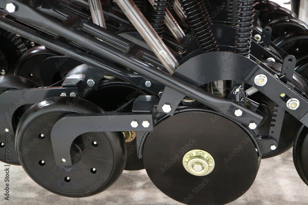Precision inline seeder. A row seeder. Seed drill. Fragment. Stock ...