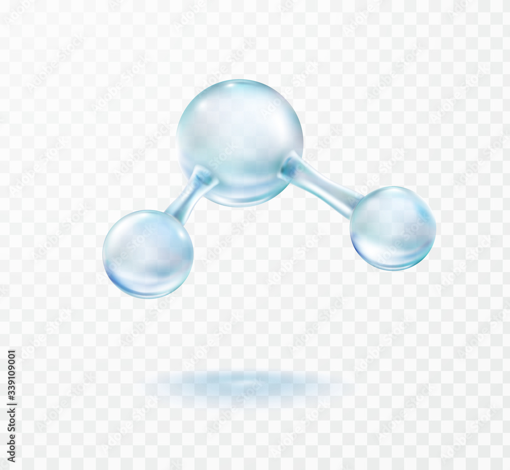 Vektor Stok Molecule model isolated on transparent background. Blue ...
