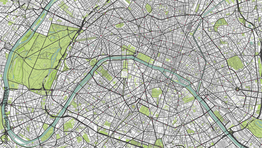 Detailed map of Paris, France Stock Vector | Adobe Stock