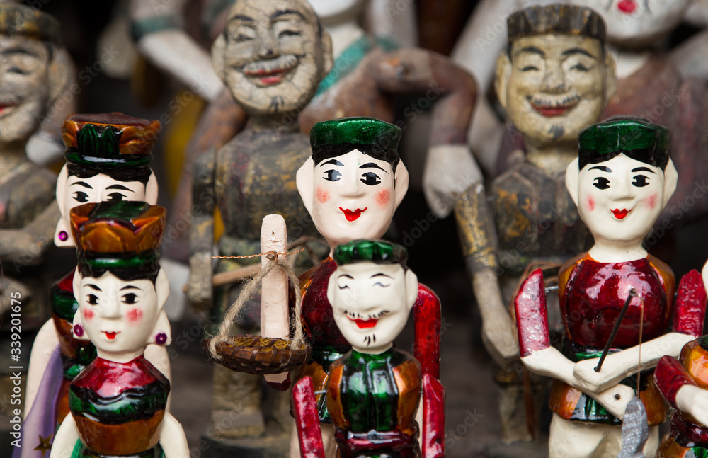 The Vietnamese traditional water puppets of the theater in Hanoi ...