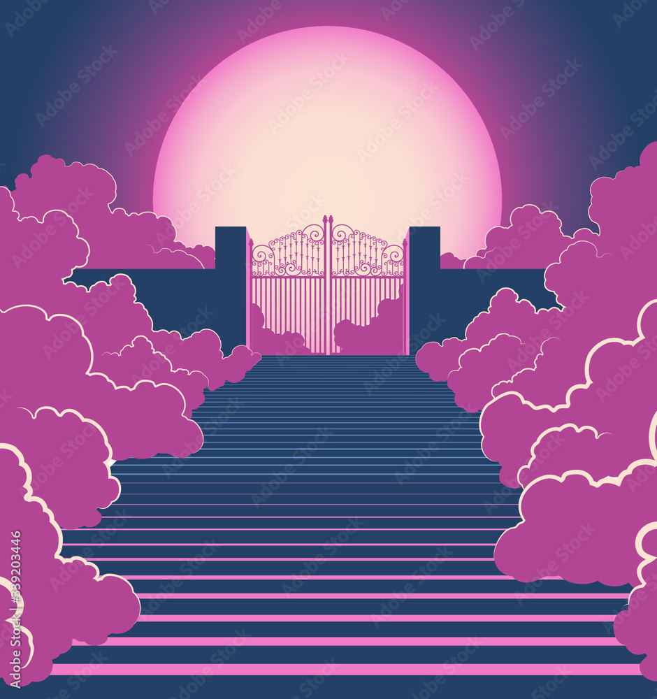 A vector illustration concept depicting the majestic pearly gates of ...