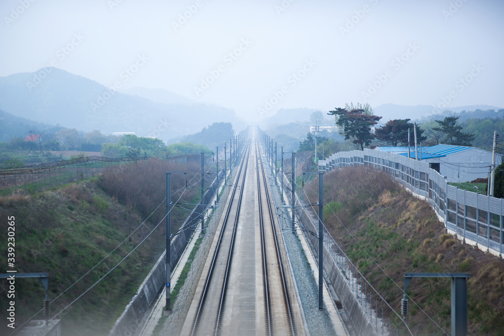High speed train railway in South Korea. Stock Photo | Adobe Stock
