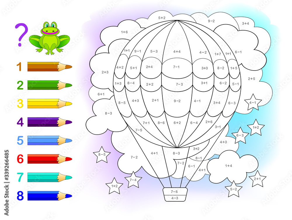Math education for children. Coloring book. Mathematical exercises on ...