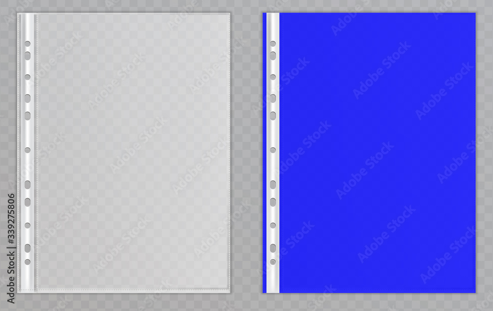 Vector transparent plastic files. Cellophane folders to protect ...