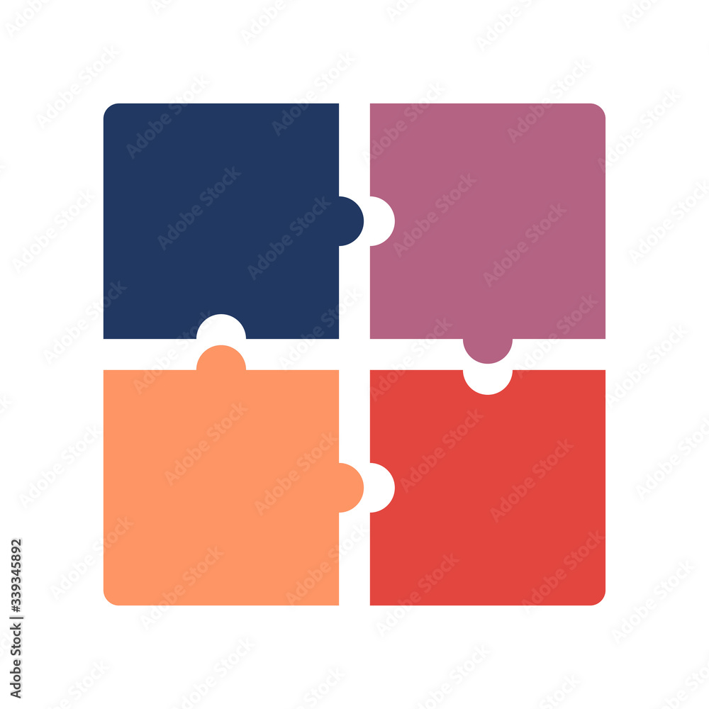 Four piece flat puzzle round infographic presentation. 4 step circle ...