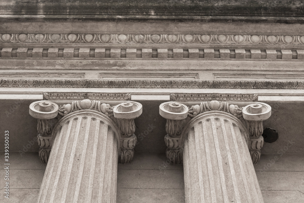 Building Columns in detail. Preserved columns with piers and capital ...