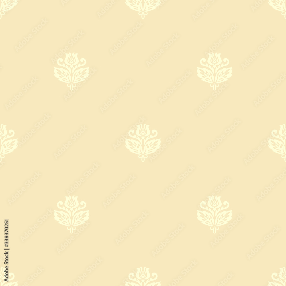 Seamless floral background beige pattern in vector, Wallpaper, fabric ...
