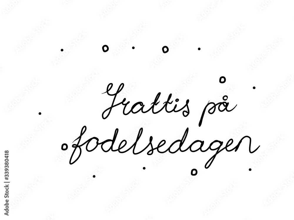 Grattis på födelsedagen phrase handwritten with a calligraphy brush ...