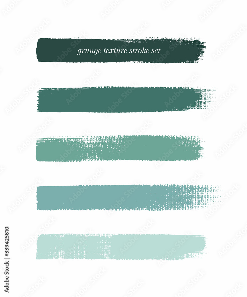 Green shadows line art brush paint texture set isolated vector ...