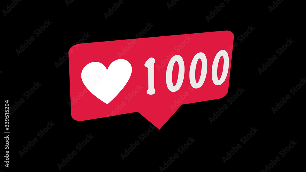 3d design social media heart button counter going up. 4K social media ...