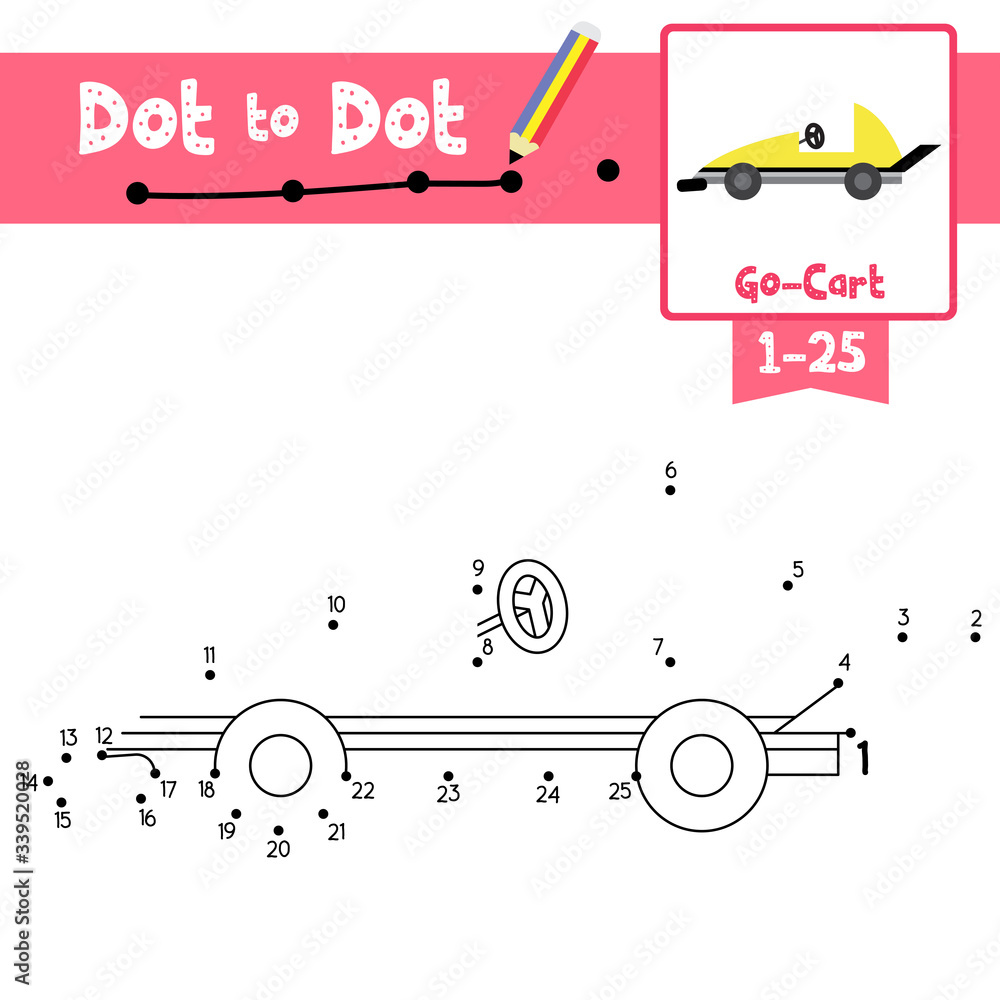 Vector de Stock Dot to dot educational game and Coloring book Go-Cart ...