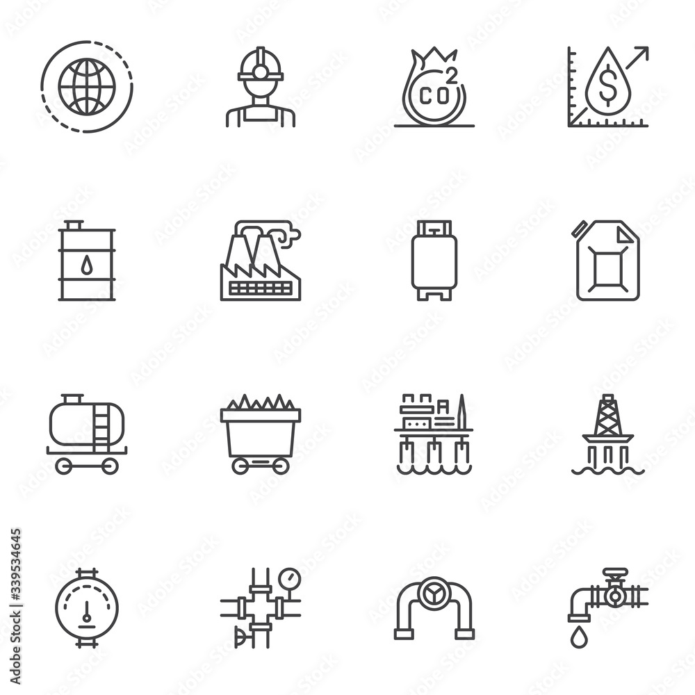 [BAE] å_Oil and gas industry line icons set. linear style symbols ...