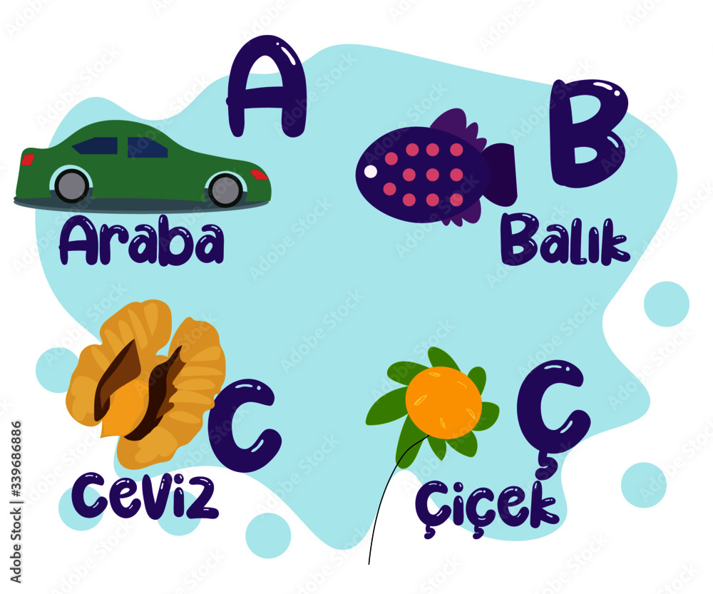 Resimli Türkçe Alfabe: Means Turkish Alphabet with pictures. Designed ...