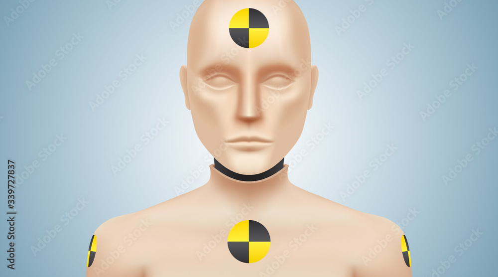 Crash test dummy vector illustration. Car safety testing manikin ...