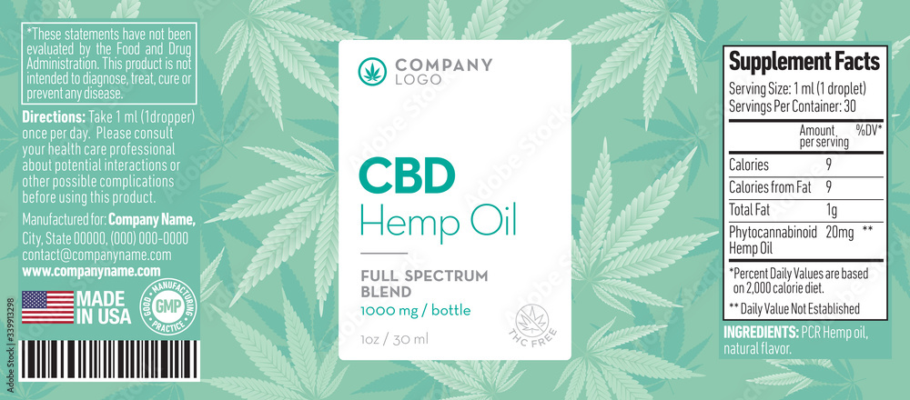 CBD Oil Bottle Label Template Design Stock Vector | Adobe Stock