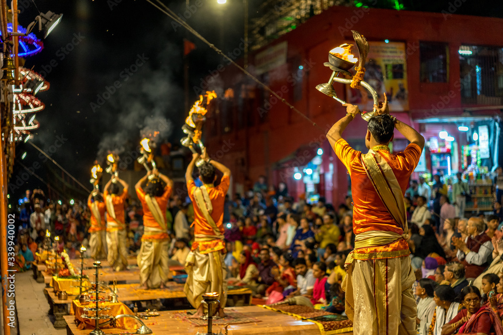 Aarti (fire ceremony) Varanasi, India Stock Photo | Adobe Stock