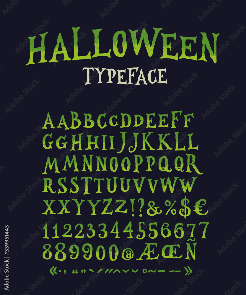 Vintage Halloween Original Typeface. Retro Creepy Style Halloween Font ...