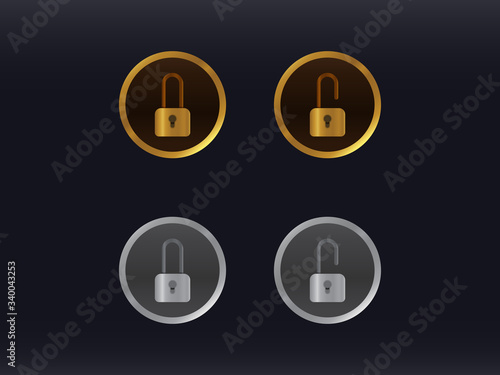Lock and unlock design, with golden and gray color composition ...