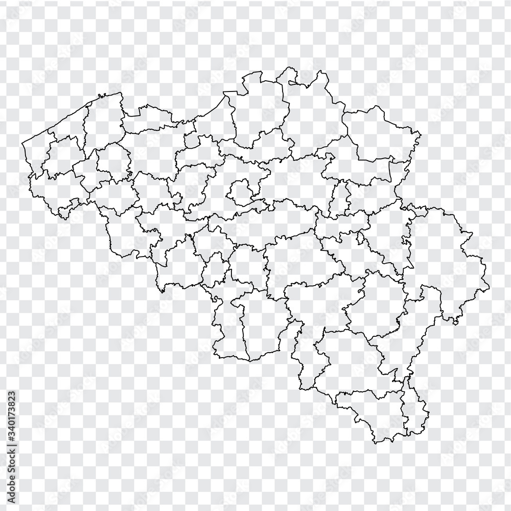 Blank map Belgium. Districts of Belgium map. High detailed vector map ...