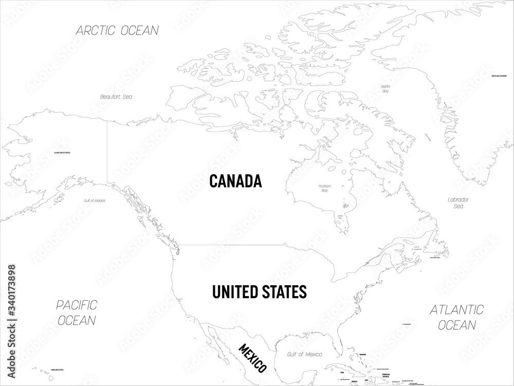 North America map. High detailed political map North American continent ...