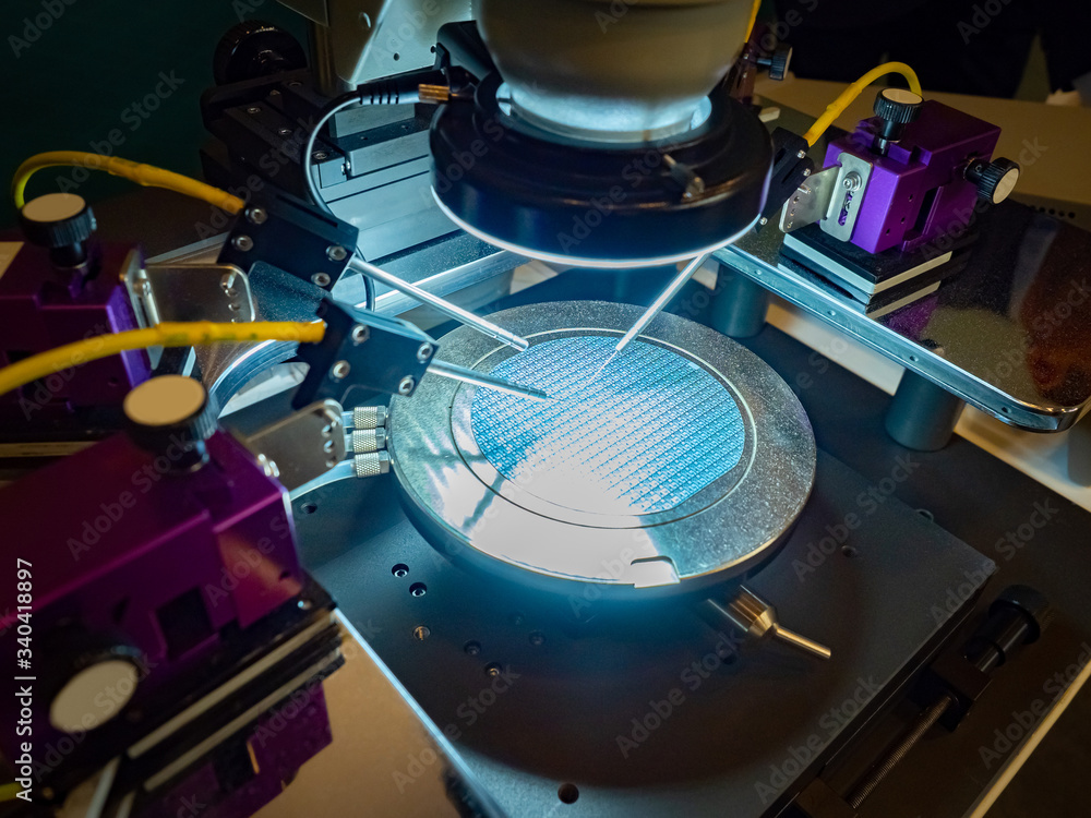 Microchips. Nanotechnology. Device for testing chips. Automated board ...