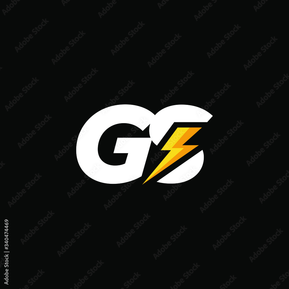 Initial Letter GS with Lightning Stock Vector | Adobe Stock