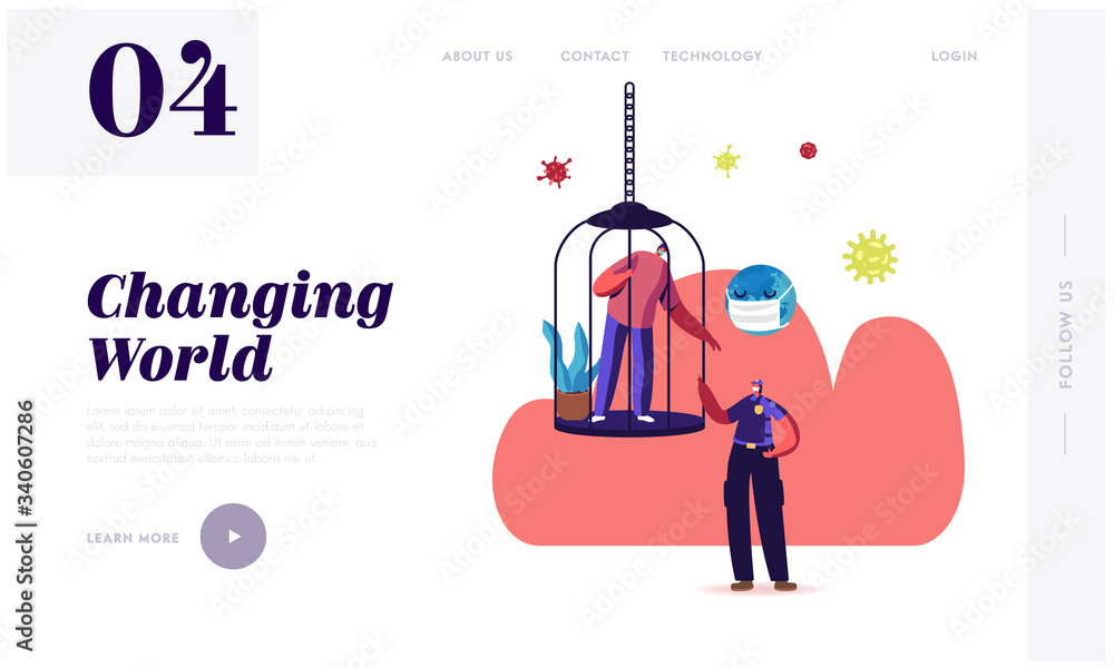 Police Patrol Control People at Home due to Virus Spreading Landing ...