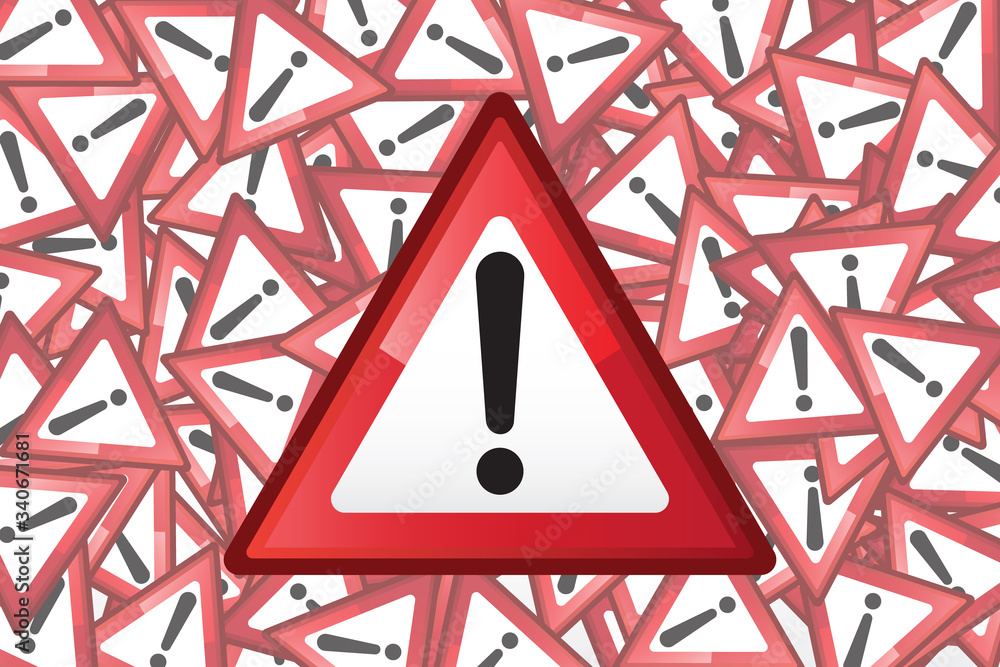 Traffic signs stacked. Triangular road warning sign with exclamation ...