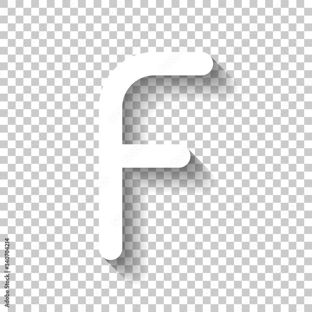 Letter F of alphabet, isolated outline symbol. White icon with shadow ...