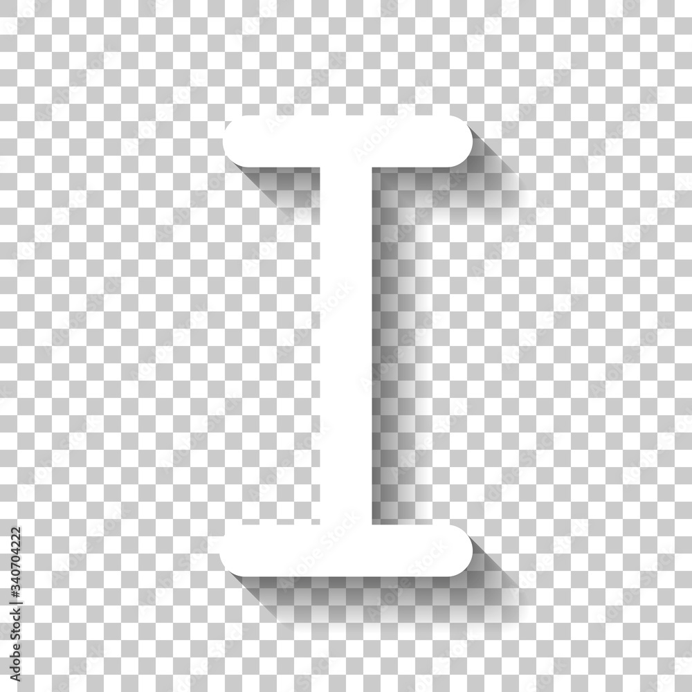 Letter I of alphabet, isolated outline symbol. White icon with shadow ...