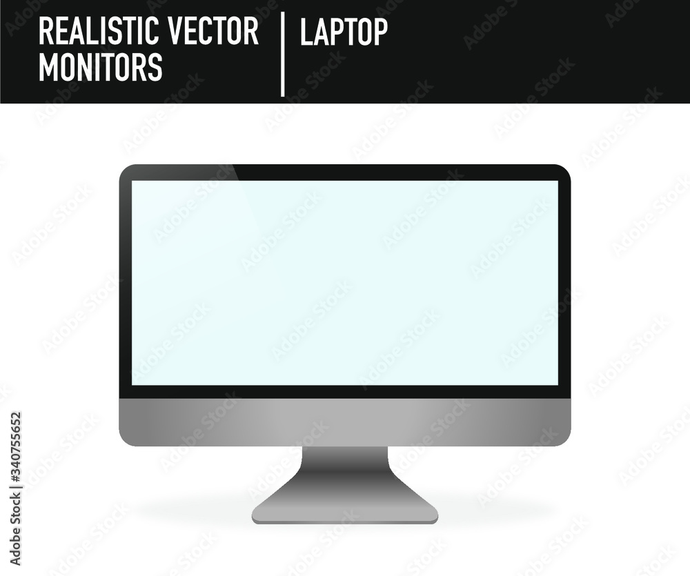 Dibujo realista de monitor. Computador de escritorio Stock Vector ...