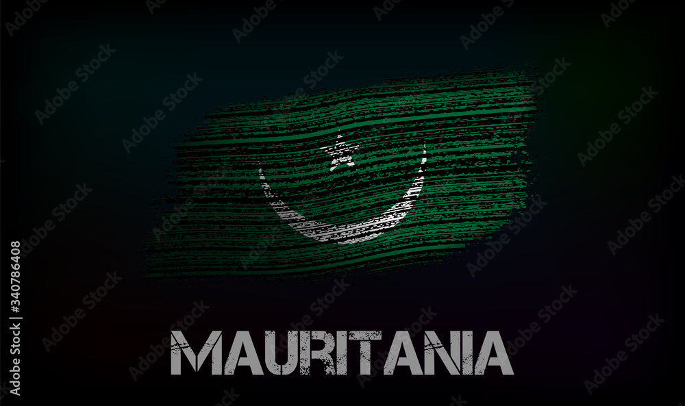 Flag of the Mauritania. Vector illustration in grunge style with cracks ...